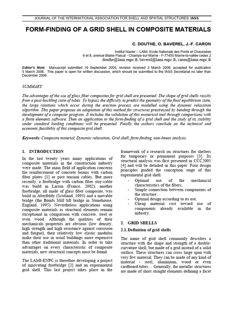 form finding gridshell | PDF | Bending | Beam (Structure)