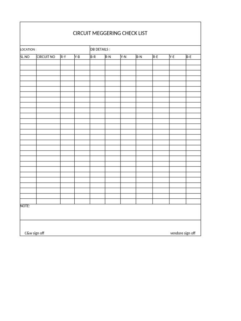 CIRCUIT CHECK LIST | PDF