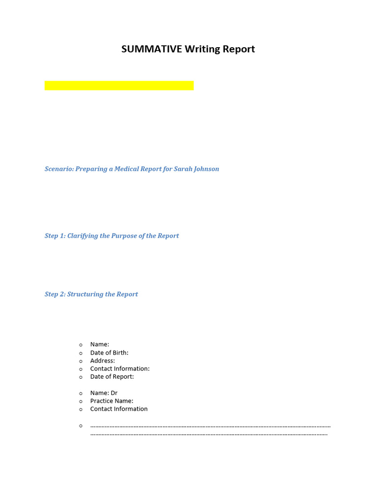 SUMMATIVE Writing Report pdf | PDF | Essays | Clinical Medicine
