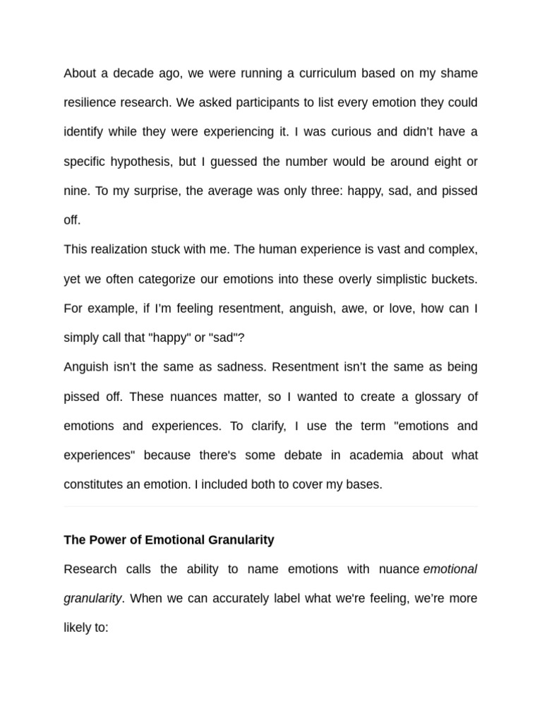 Brene Brown on emotions | PDF | Emotions | Envy