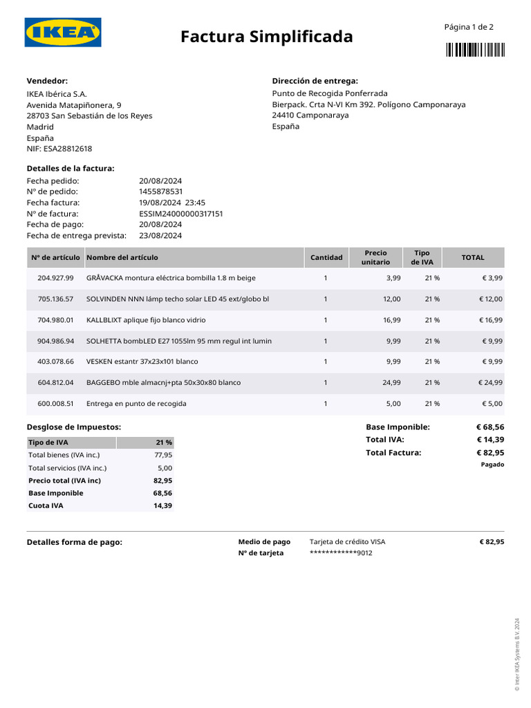 ESSIM24000000317151_SimplifiedInvoice_105820 | PDF | Factura