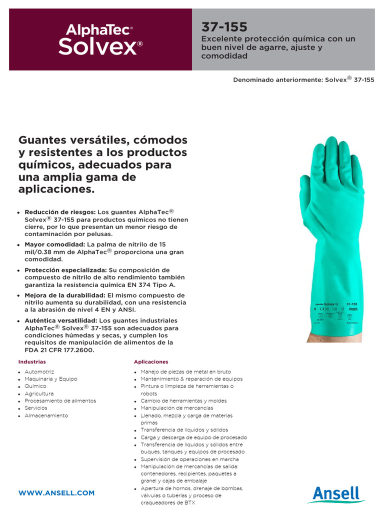 Alphatec Solvex 37 155 - Pds - MX | PDF | Guante