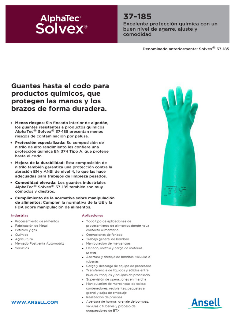 Alphatec Solvex 37 185 - Pds - MX | PDF | Guante