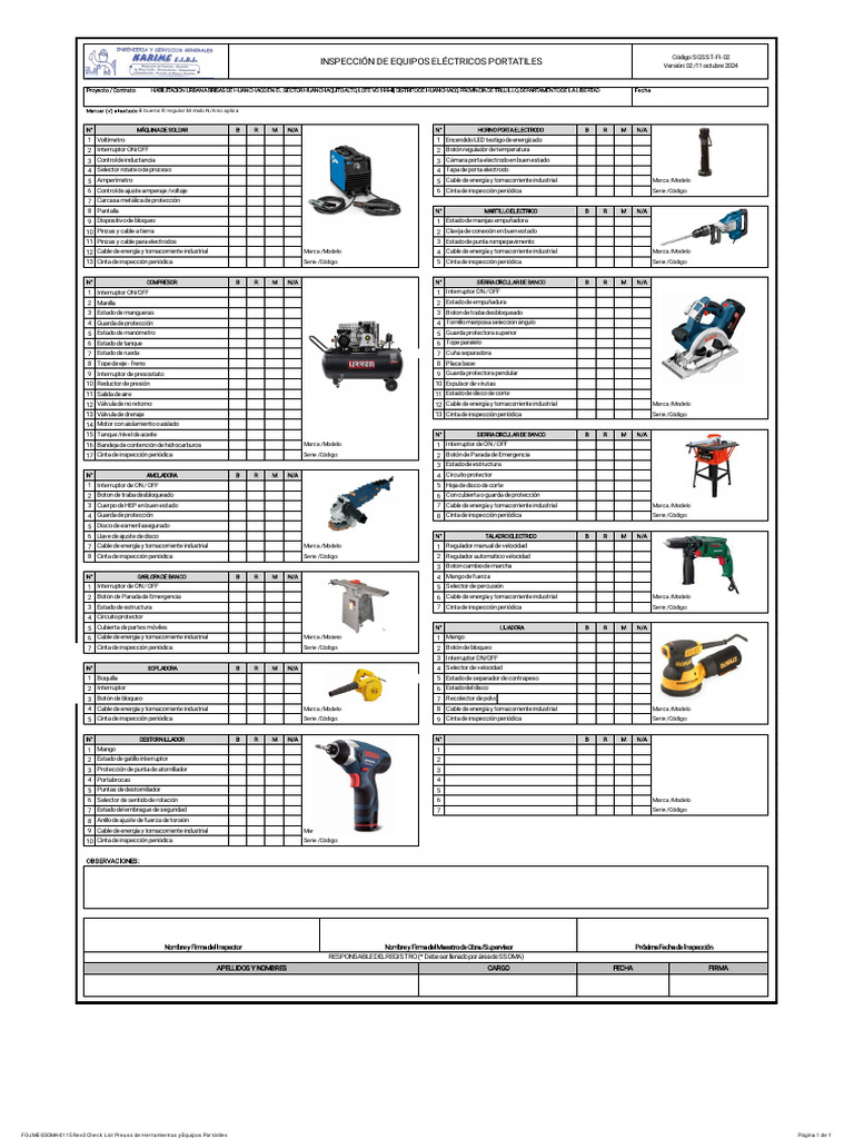 Inspección de Equipos Eléctricos Portátiles | PDF | Cambiar | Bienes ...