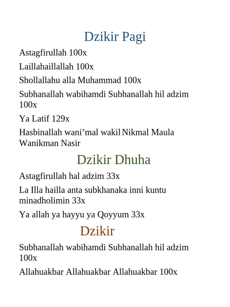 Dzikir Pagi | PDF