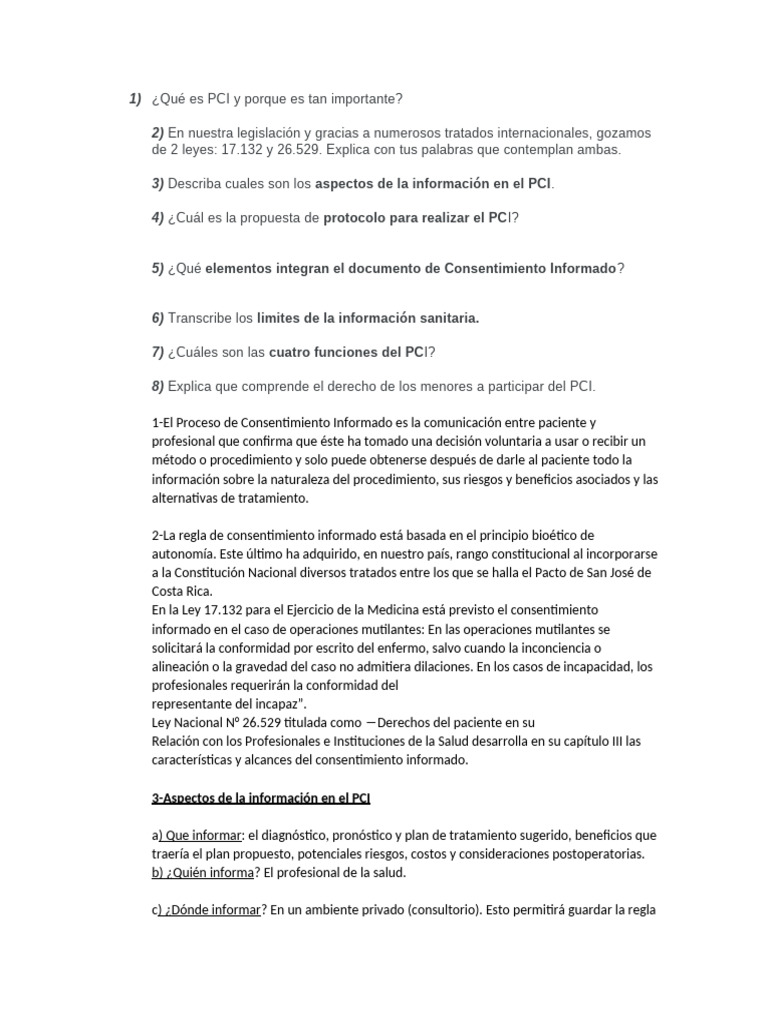 Qué Es PCI y Porque Es Tan Importante - Docx BIOETICA | PDF | Consentimiento informado