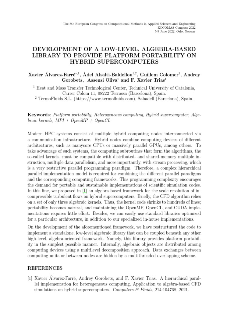 ECCOMAS Oslo Abstract | PDF | Supercomputer | Parallel Computing