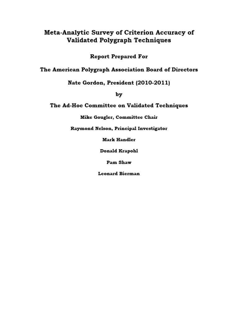 Polygraph Validation Insights | PDF | Validity (Statistics) | Polygraph