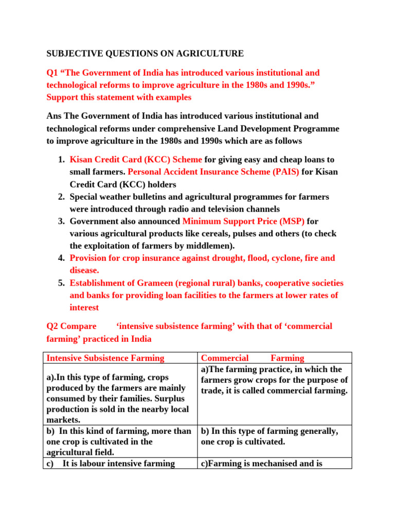 Ch4 Agriculture Q&A | PDF | Agriculture | Legume