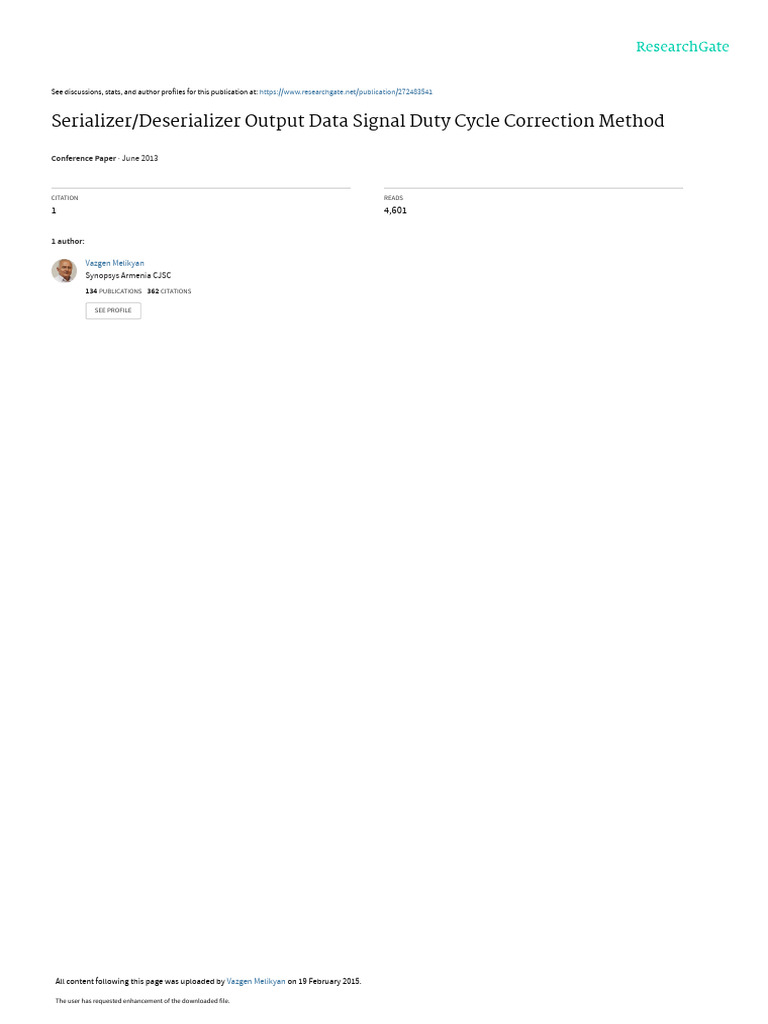 Serializer/Deserializer Output Data Signal Duty Cycle Correction Method | PDF | Amplifier ...