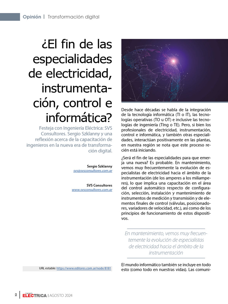 Svs 20240901 El Fin de Las Especialidades de Electricidad Instrumentación Control e Informatica ...