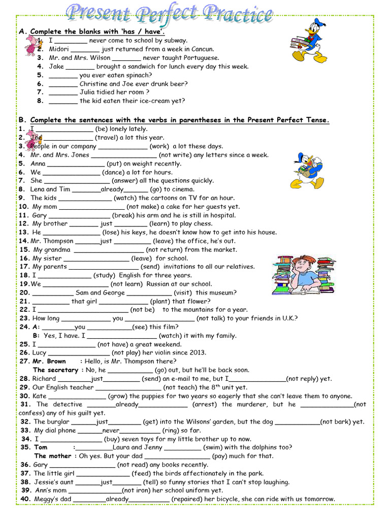 Present Perfect Tense Exercises | PDF