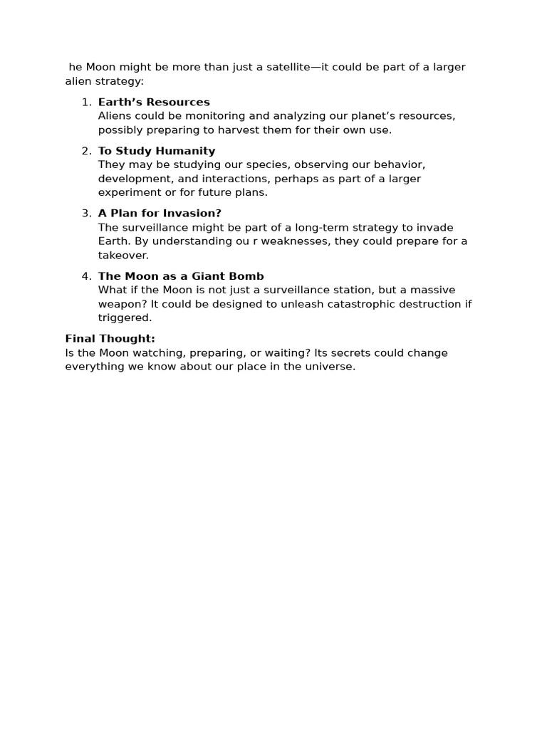 Alien Theories About the Moon's Role | PDF