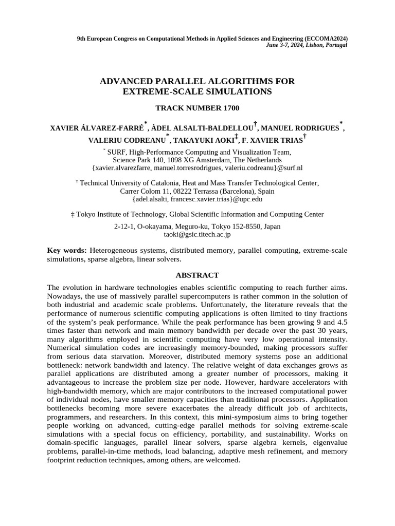 ECCOMAS Lisbon Minisymposium | PDF | Parallel Computing | Supercomputer