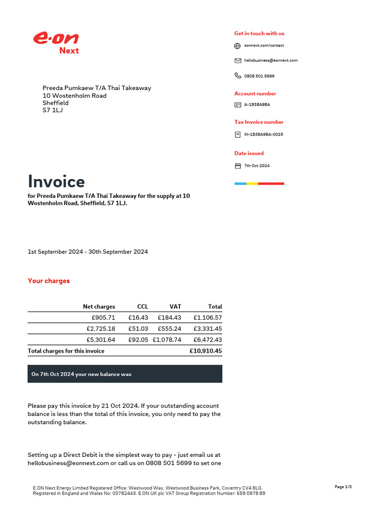 Eon Next Invoice KI 1B38A9BA 0025 1 | PDF | Cheque | Banks
