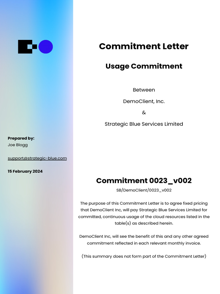 Example Usage Commitment Letter 2 | PDF | Pricing | Business