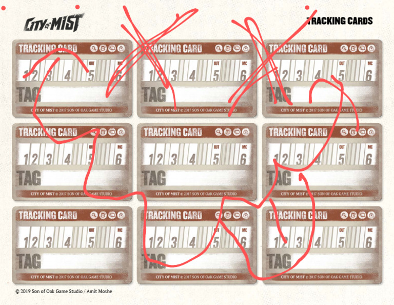 City of Mist RPG - Tracking Cards | PDF