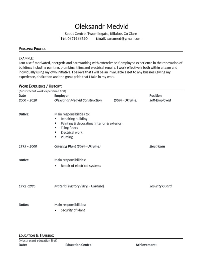 CV Medvid Oleksandr | PDF