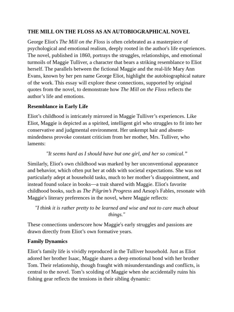 THE MILL ON THE FLOSS Notes | PDF | The Mill On The Floss