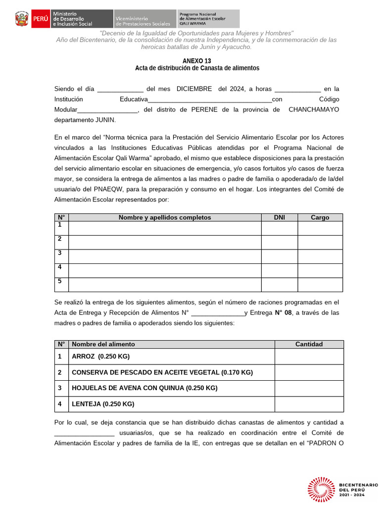 Inicial-Acta de Distribucion 3ra Entrega 2 | PDF
