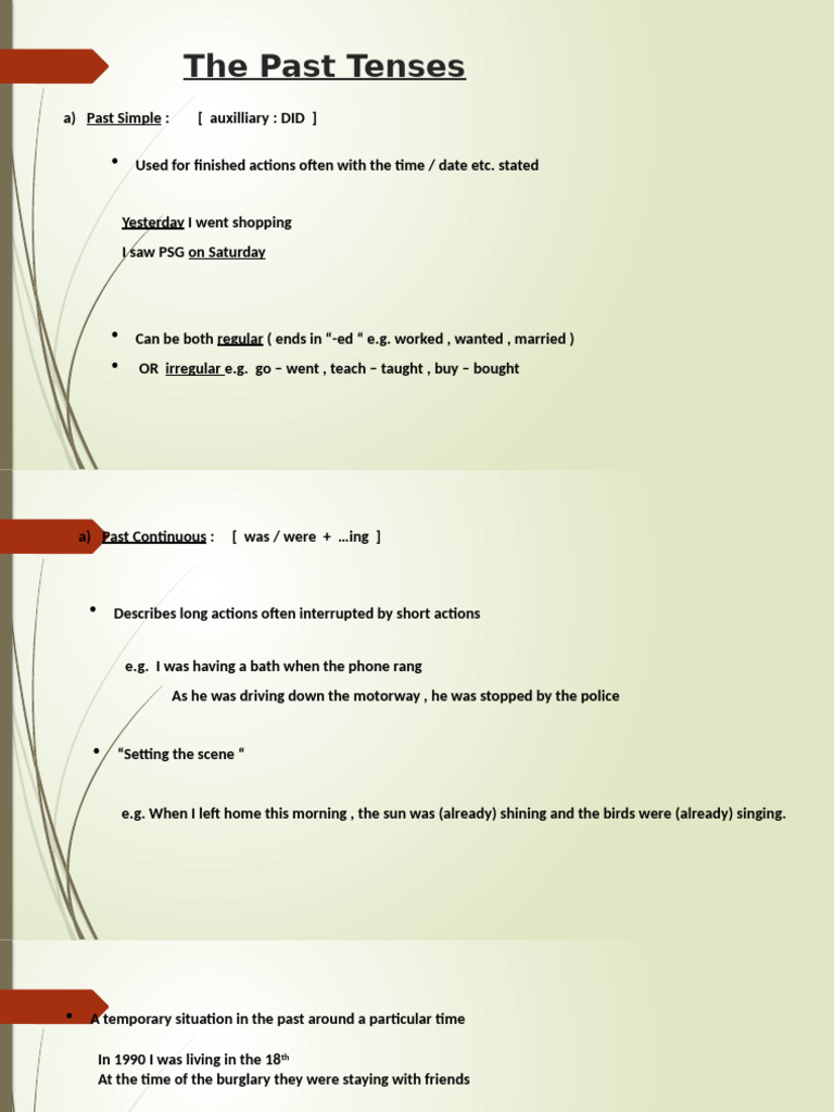 The Past Tenses 1 | PDF