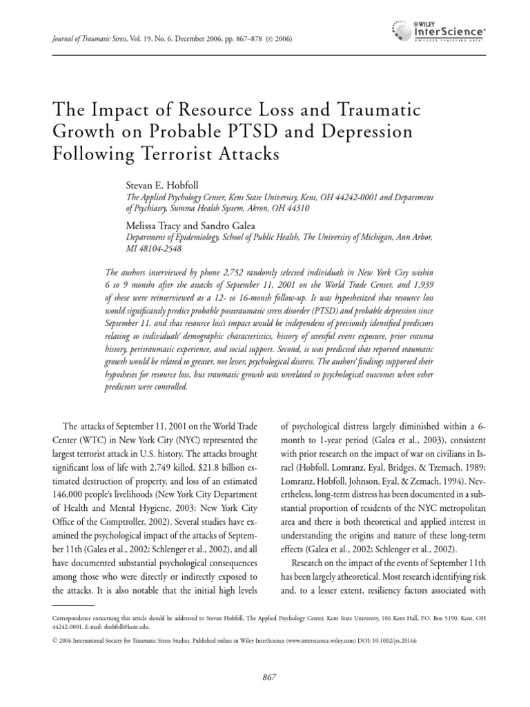 Journal of Traumatic Stress - 2006 - Hobfoll - The Impact of Resource ...