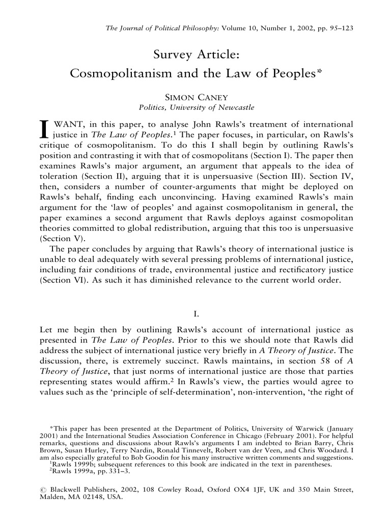 Caney - direito dos povos | PDF | John Rawls | Justice