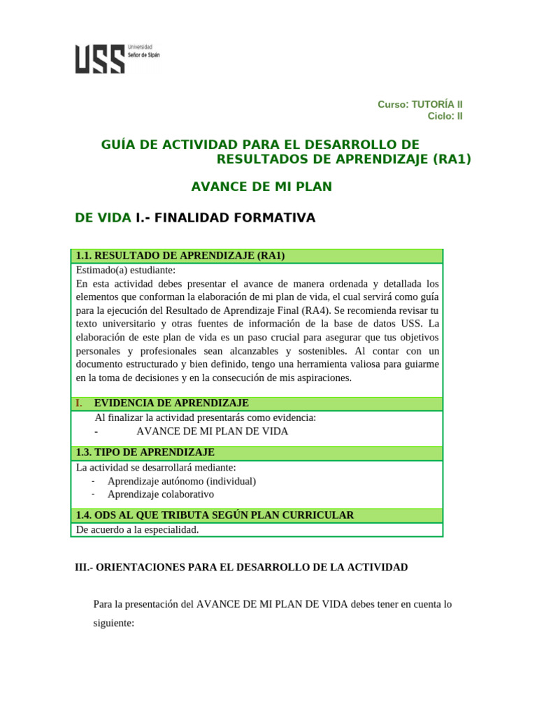 Guía Ra1 - 2024 - 2 Tutoría Ii. | PDF | Análisis FODA