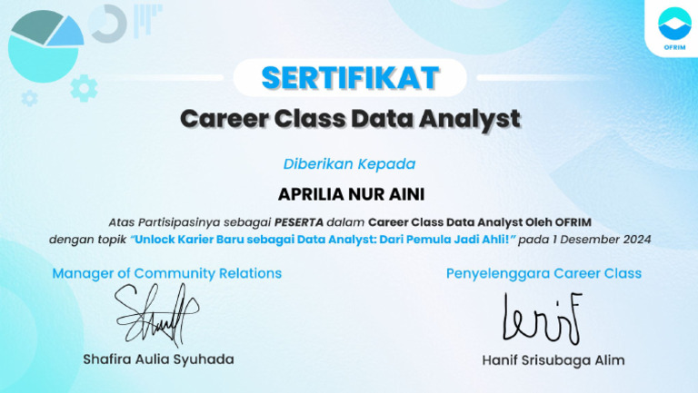 Sertifikat Webinar Data Analyst Pdf