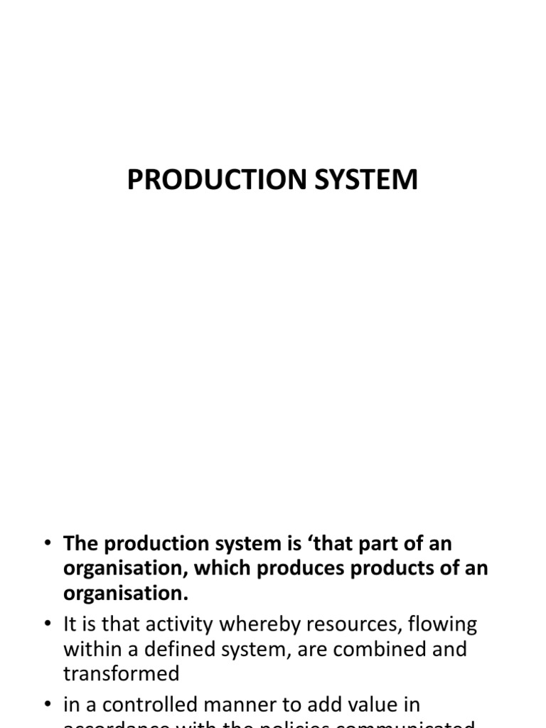 Production System | PDF | Operations Management | Economics