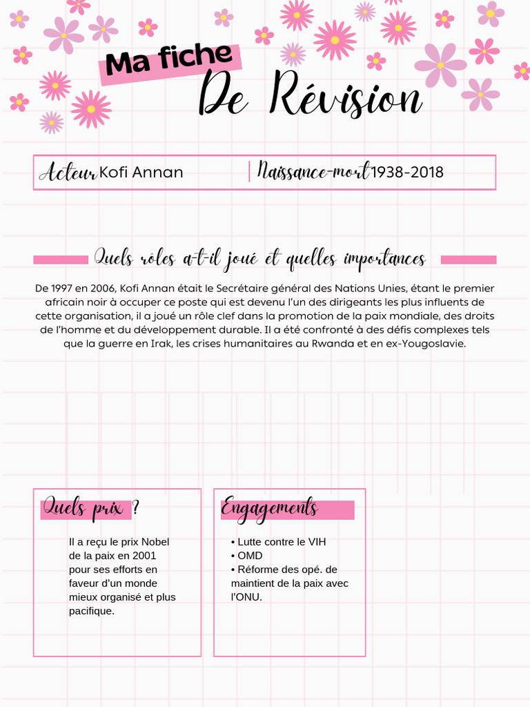 Kofi Annan : Rôle et Héritage ONU | PDF