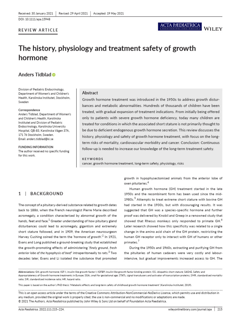 The History, Physiology and Treatment Safety of Growth | PDF | Growth ...