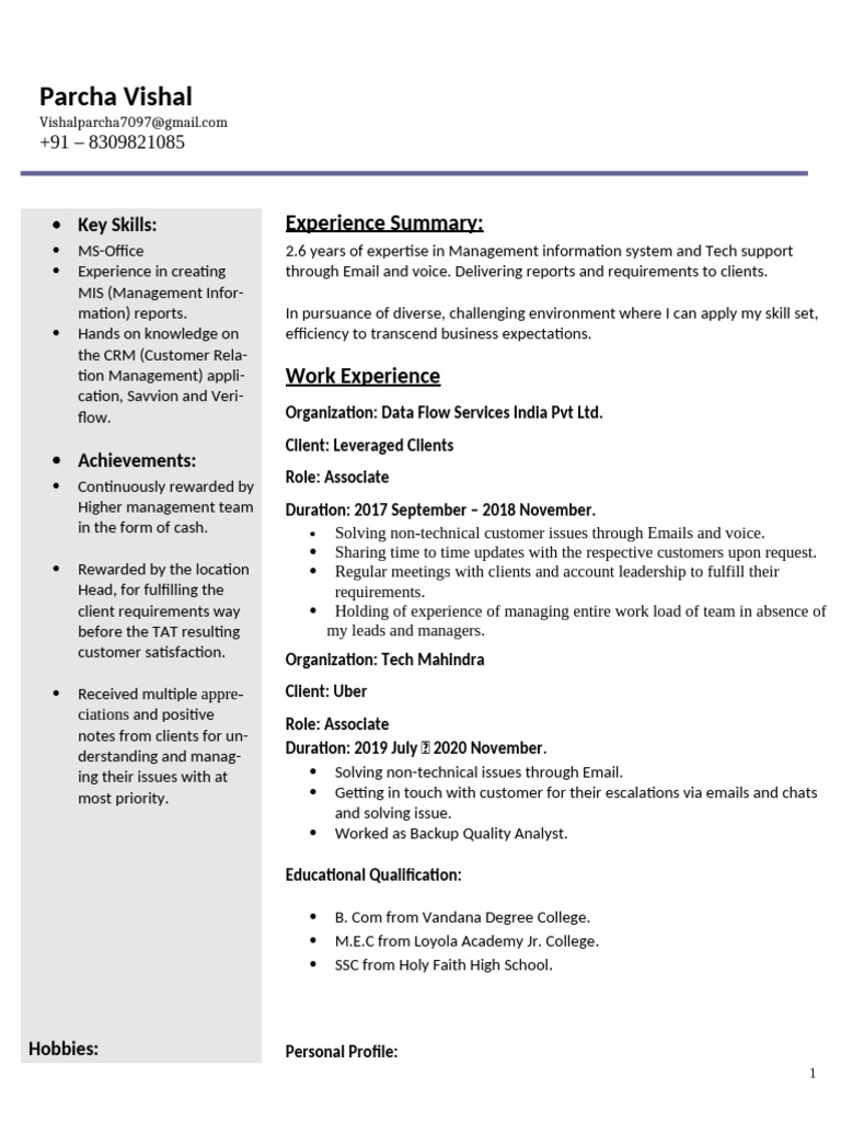 Vishal’s Resume | PDF | Business