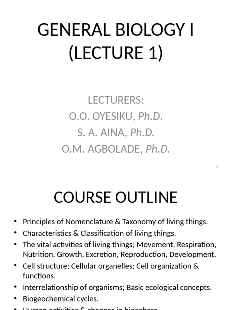 General Biology I (PPT Lecture 1 & 2) - 1 | PDF | Virus | Bacteria