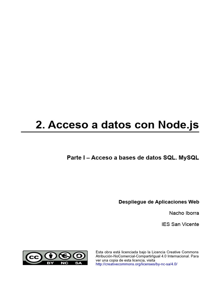 Node.js: Acceso a MySQL y Consultas | PDF | Mi sql | Servidor web