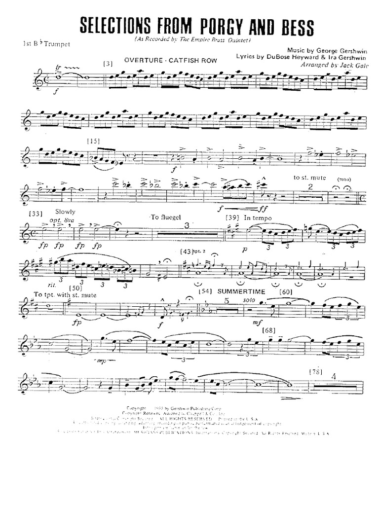 Porgy and Bess - Gershwin - Gale - 01 Tpt1 | PDF