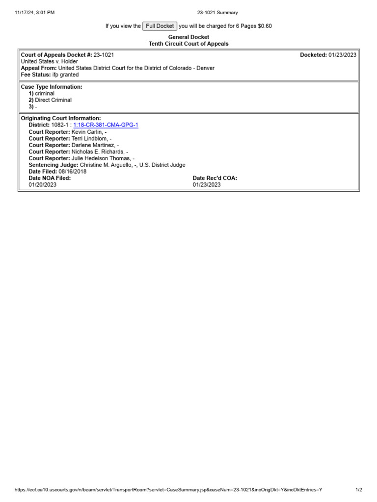Constructive Amendment - Bruce Holder - 10th Cir 11-21-24 Oral Argument 9 Am 23-1021 Summary ...