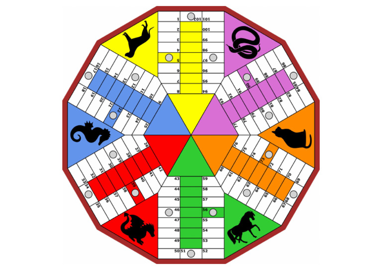 Parchis For Six Players Board Game Paper Craft | PDF