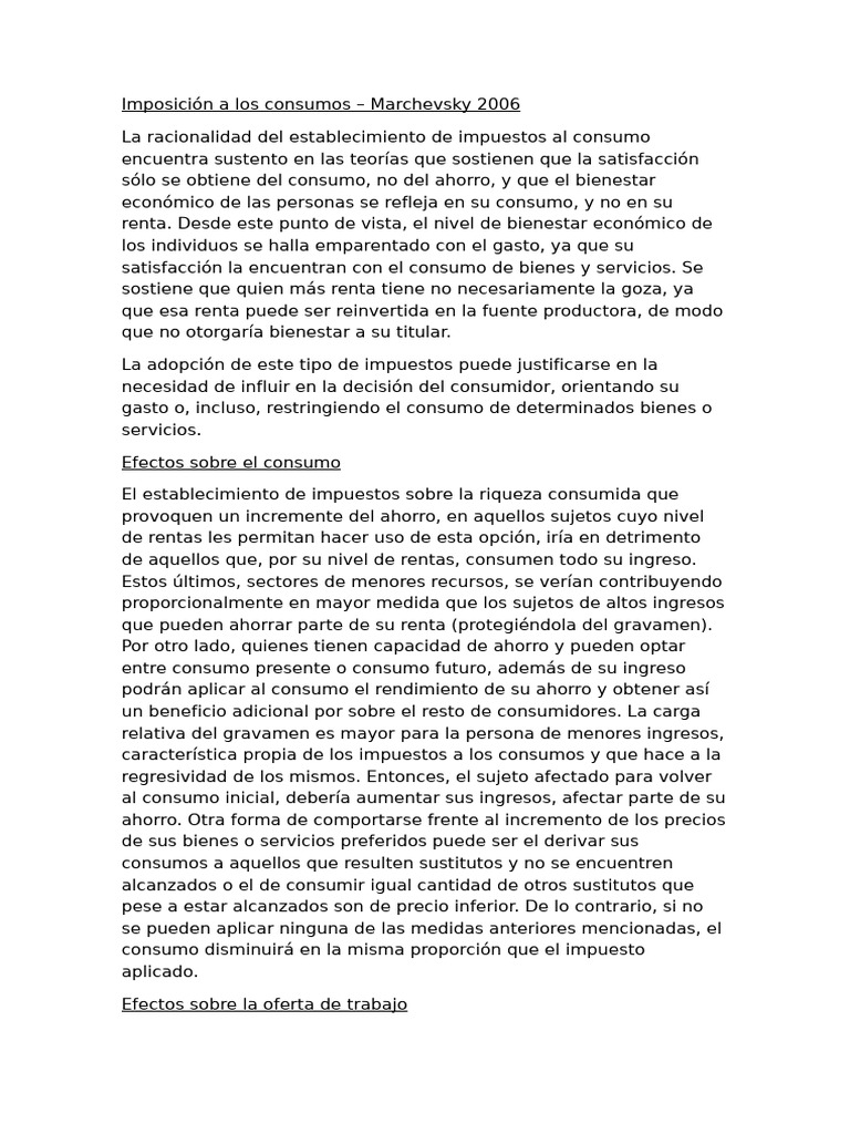 Imposición a los consumos - Marchevsky 2006 | PDF | Impuestos | Mercado ...