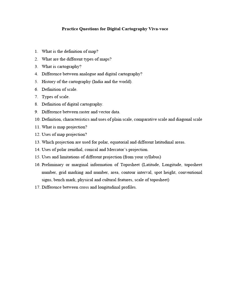 Practice Questions For Digital Cartography Viva | PDF