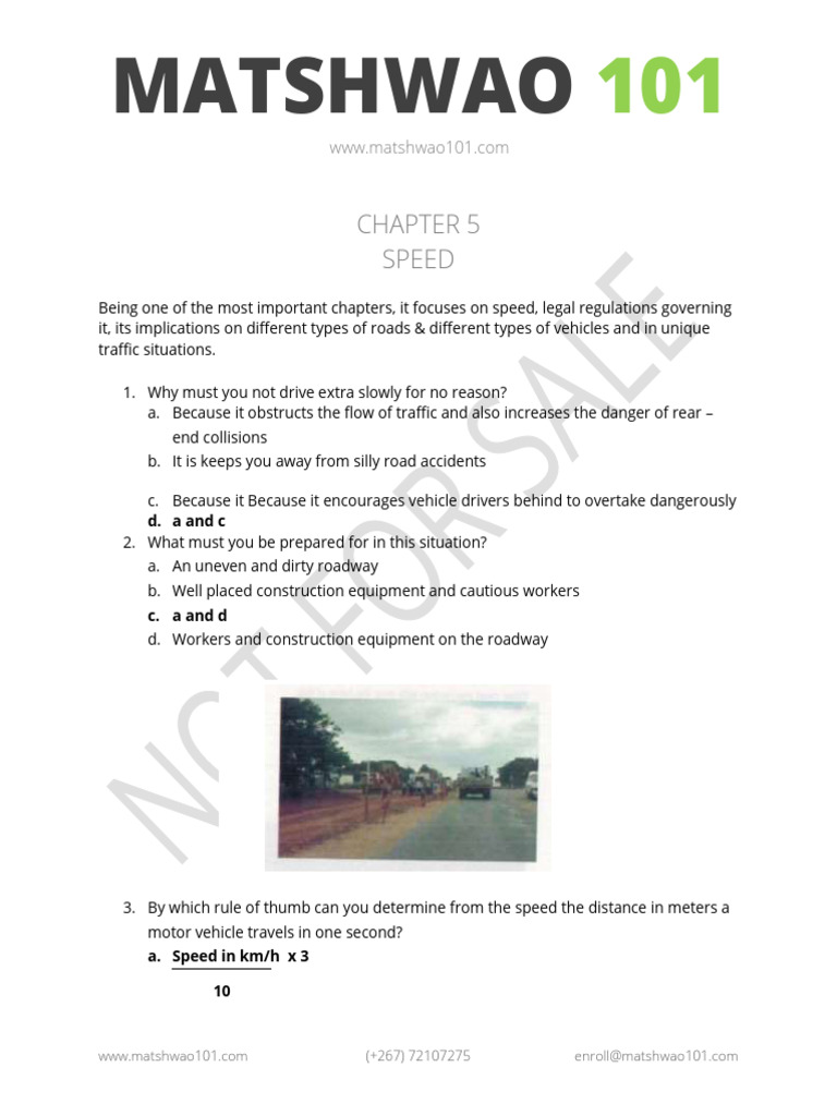Chapter 5 Speed Q&A | PDF | Traffic | Road