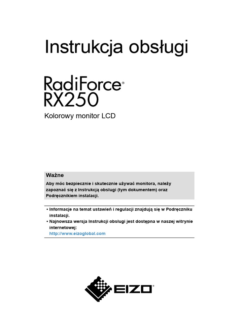 Eizo RX250 Manual Ifu-03v25642b1-Pl | PDF