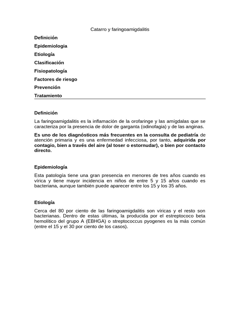 Catarro y Faringoamigdalitis | PDF | Causas de la muerte | Medicina CLINICA