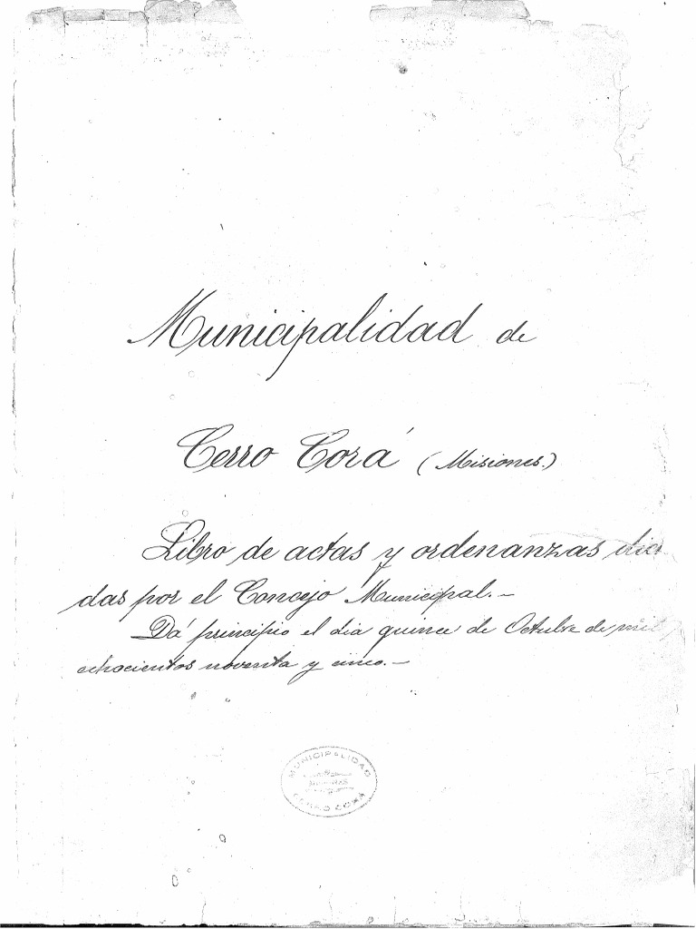Actas Municipales Cerro Cora I | PDF