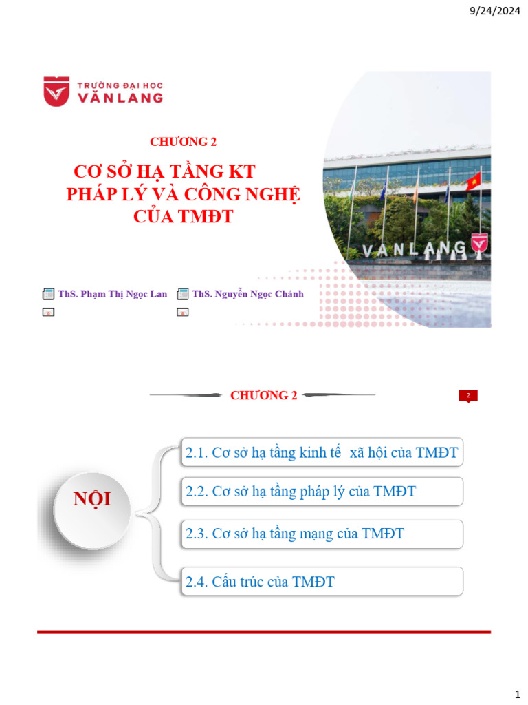 CHƯƠNG 2. CƠ SỞ HẠ TẦNG KTXH -PL-CN CỦA TMĐT | PDF