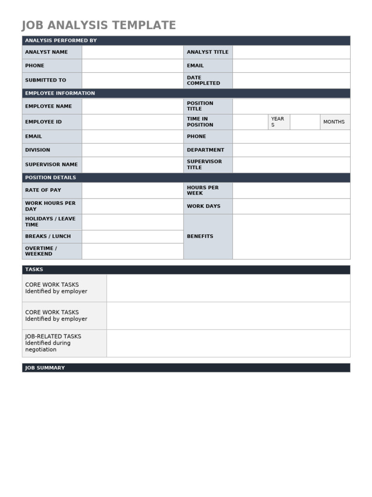 Job Analysis Template | PDF | Employment | Labor