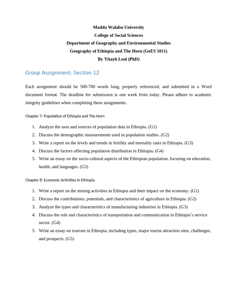 GeES 1011 Group Assignment Guidelines | PDF