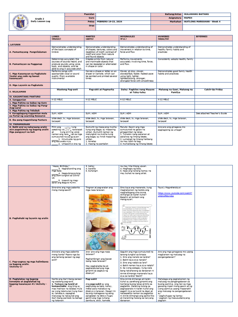 Q3-Week4-Dll-Mapeh 2 | PDF
