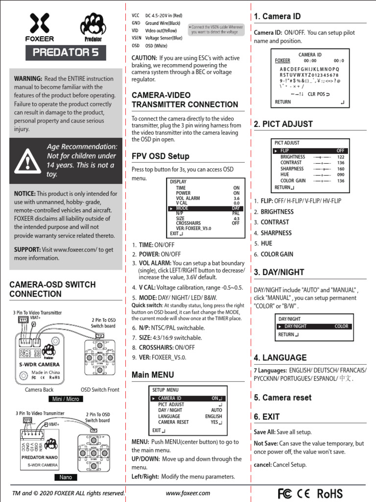 Foxeer Predator 5 Manual | PDF