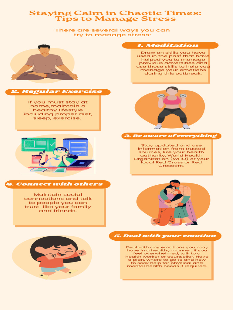 Cream and Ornge Illustrative How To Manage Stress Infographic PDF | PDF